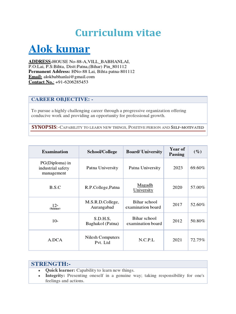 Curriculum Vitae | PDF | Cognition | Behavior Modification