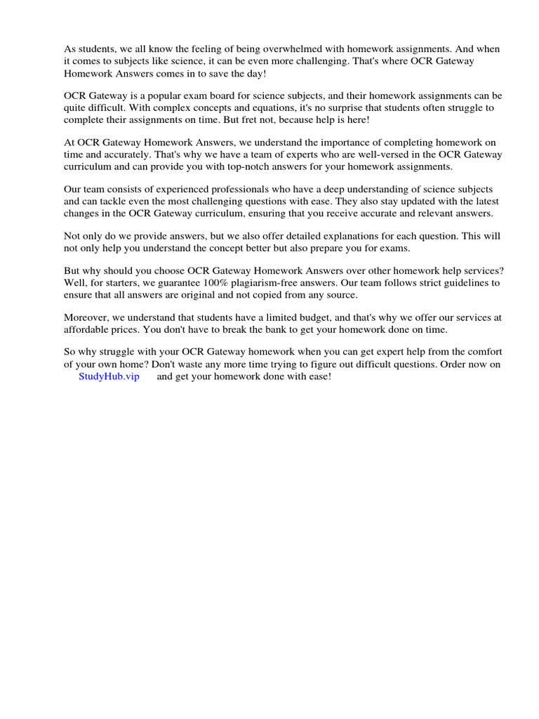 Ocr Gateway Homework Answers | PDF | Facebook | Mail