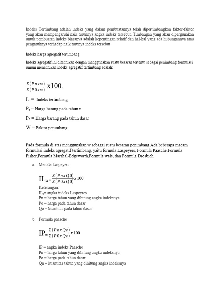 Indeks Harga Tertimbang dan Metodenya | PDF