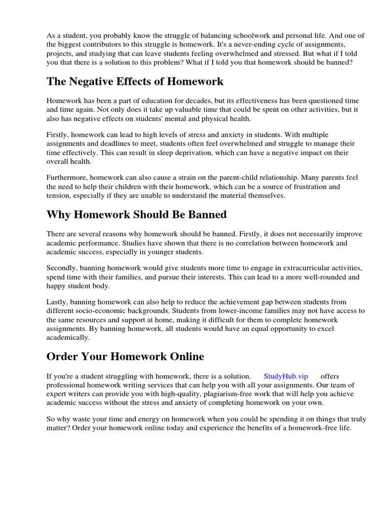 Persuasive Letter Banning Homework | PDF | Homework