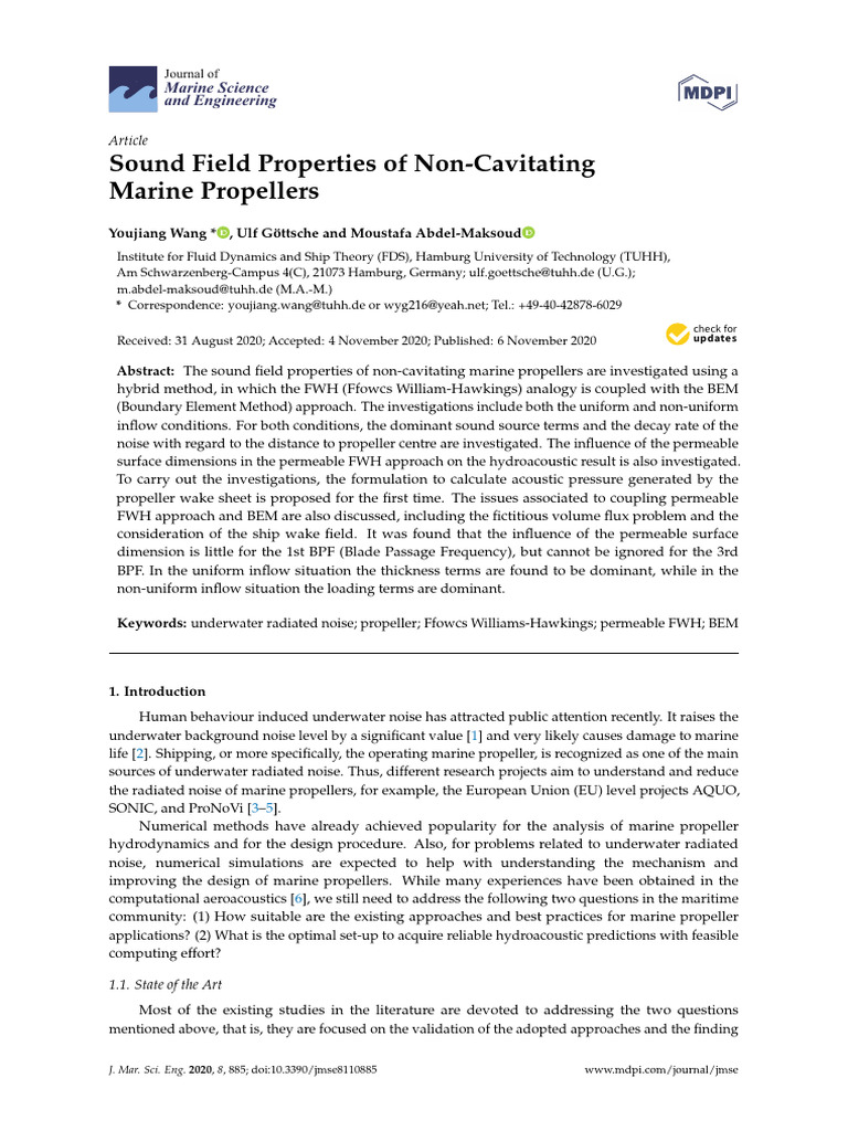 Sound Field Properties of Non Cavitating | PDF | Fluid Dynamics | Propeller