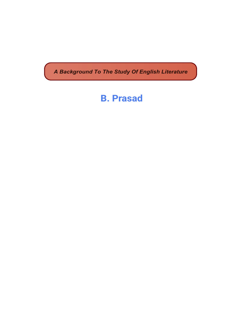 A Background To The Study of English Literature (B. Prasad (Brijadish Prasad) ) | PDF | Sonnets ...