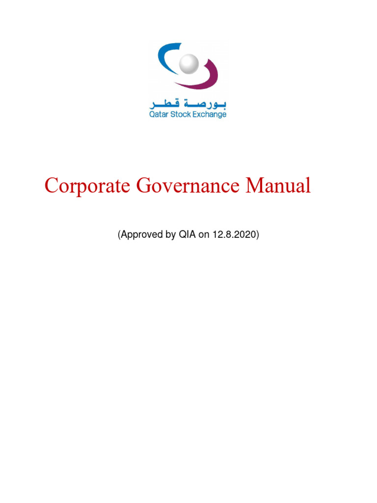 Corporate Governance Manual - English August 2020 | PDF | Internal ...