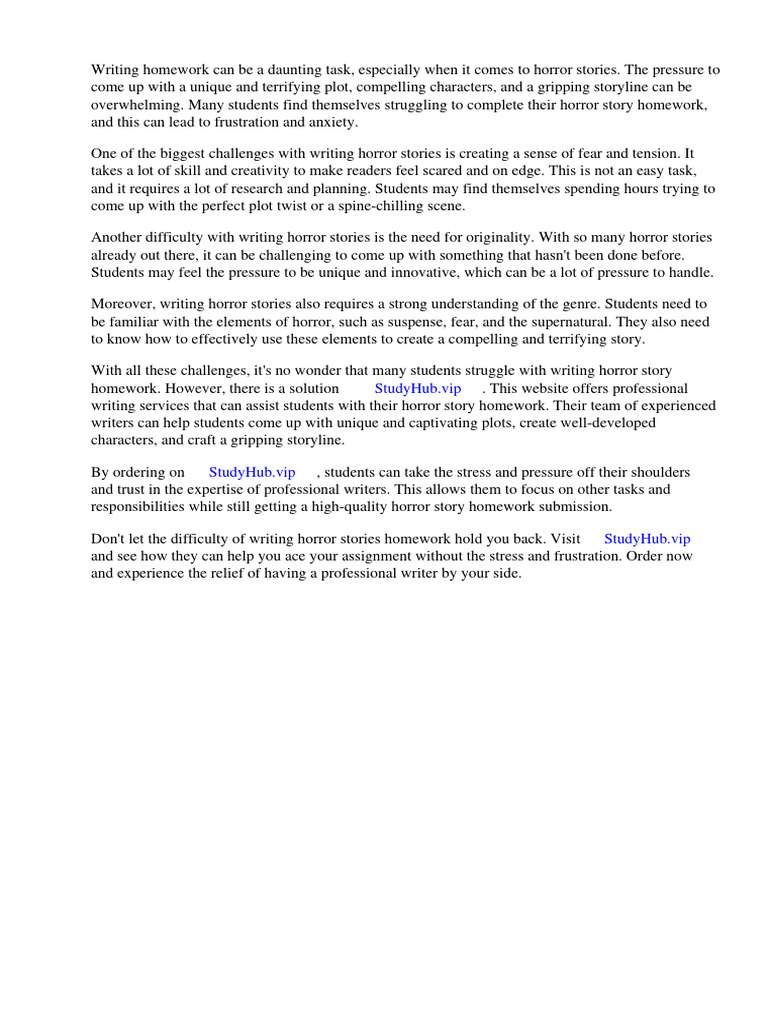 Horror Stories Homework | PDF | Horror Fiction | Homework