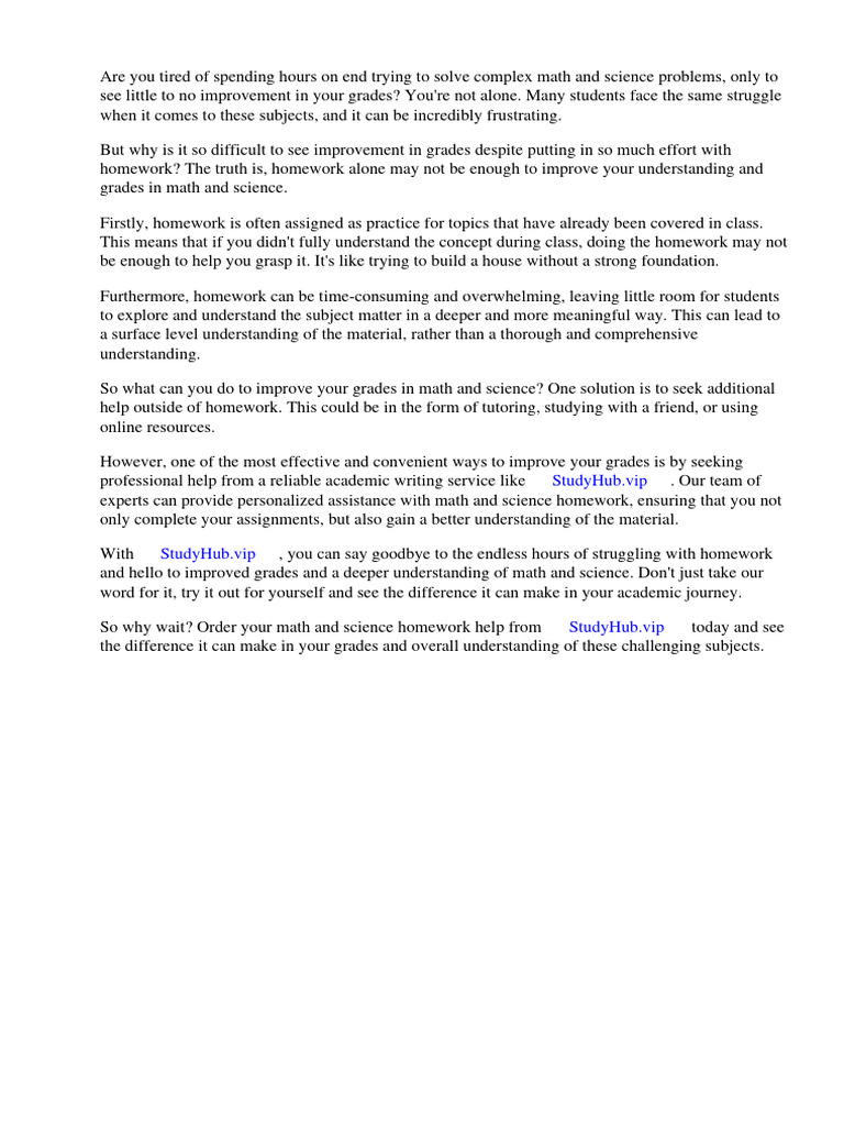 Math and Science Homework Does Not Improve Grades | PDF | Homework ...