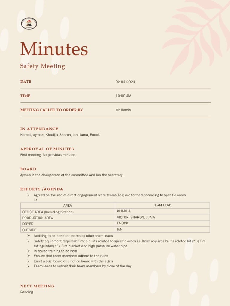 Safety Meeting Minutes - February 2024 | PDF