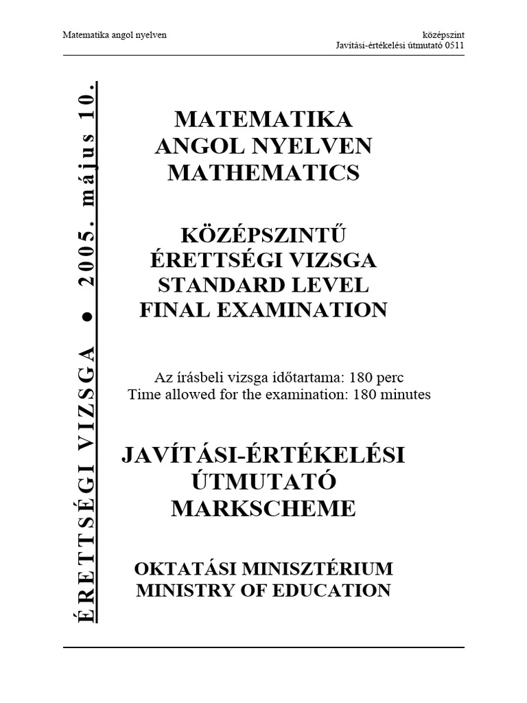 Mathematics Exam Marking Guide 0511 | PDF | Circle | Mathematics