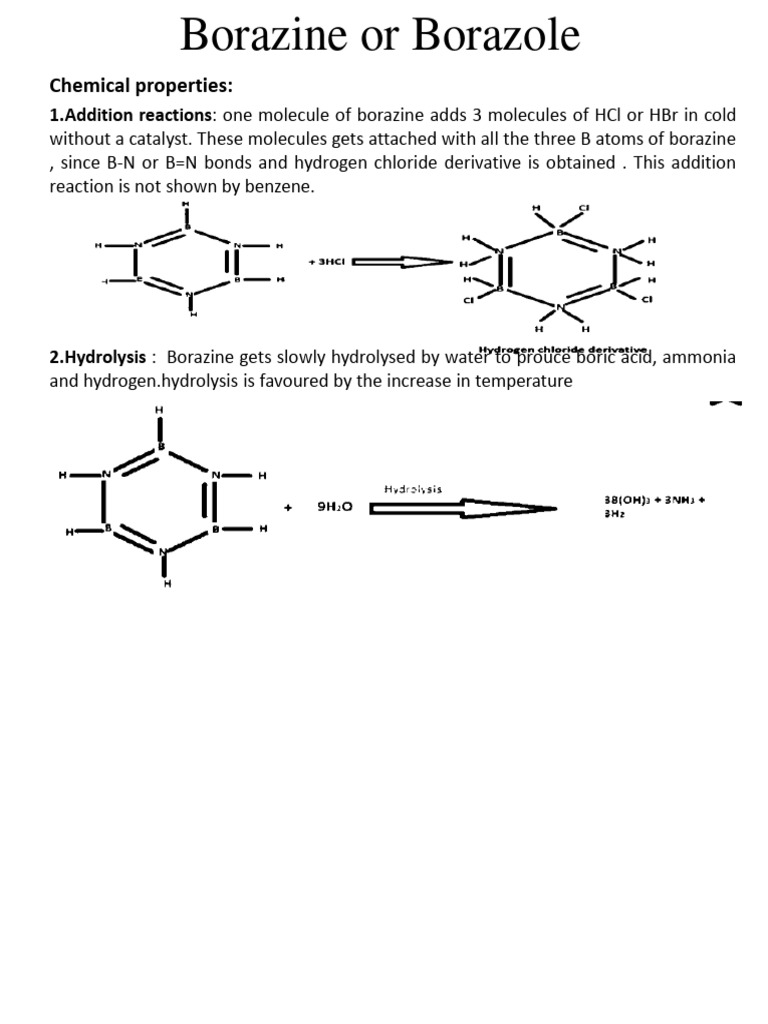 Borazole | PDF | Nitrogen | Chemical Reactions