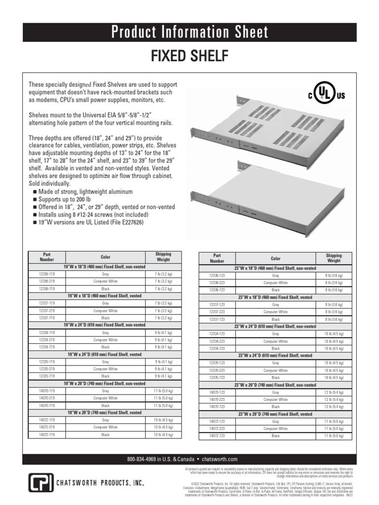 Frequently Asked Questions Product Information Sheet: Fixed Shelf | PDF ...