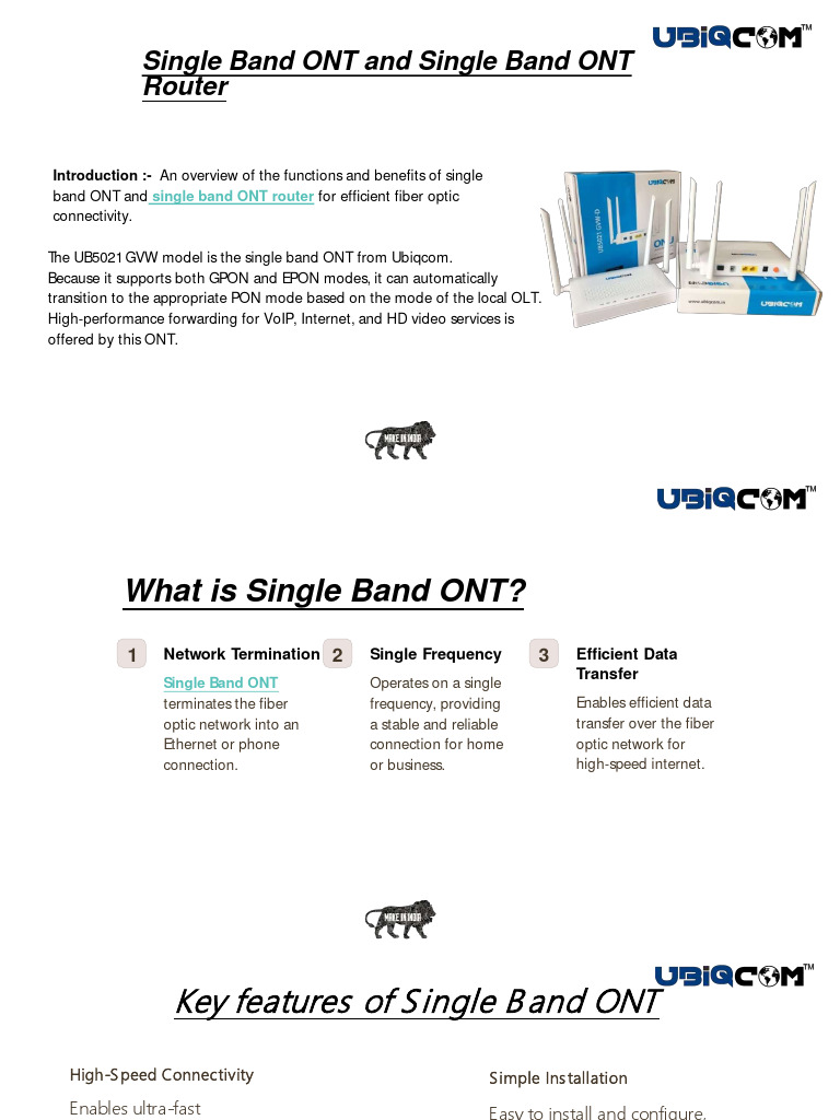 Ubiqcom Single Band Ont - Single Band Ont Router | PDF