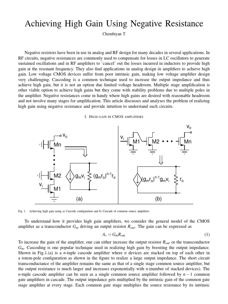 Gm-Boosting Using Neg Resistance | PDF | Amplifier | Mosfet