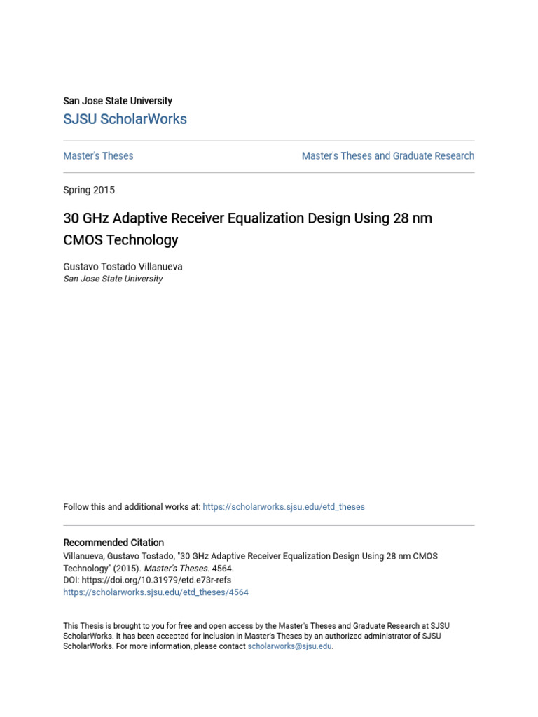 30 GHz Adaptive Receiver Equalization Design Using 28 Nm CMOS Tec | PDF ...