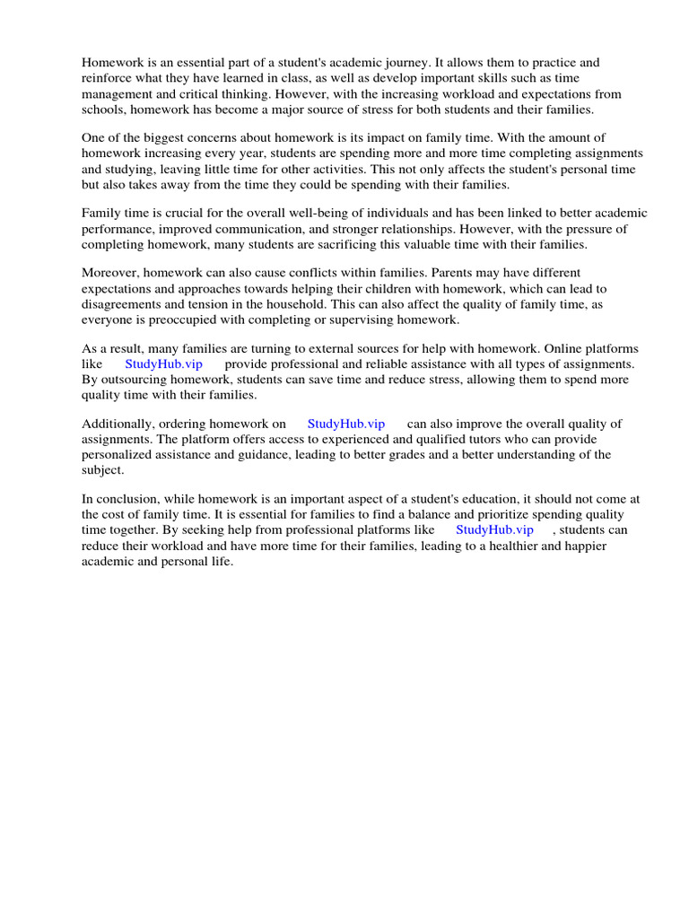 Homework's Impact on Family Time | PDF | Homework