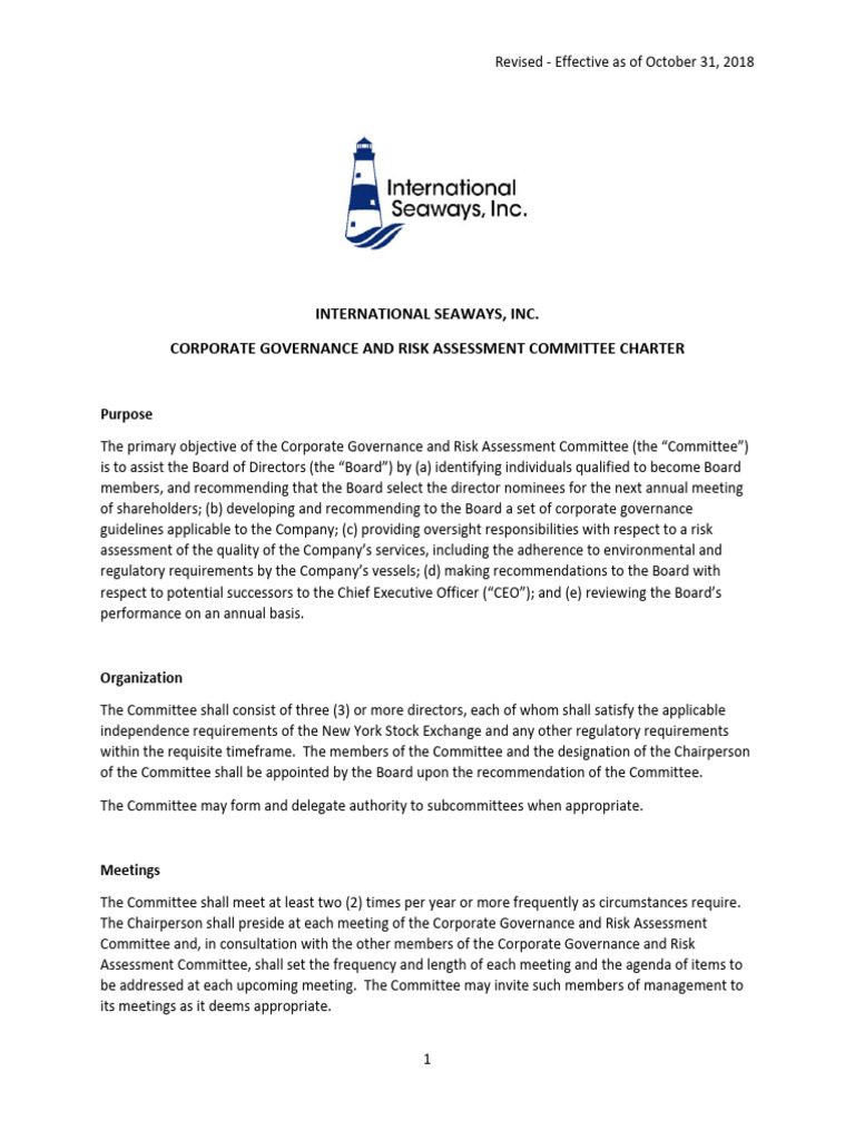 Corporate Governance Risk Assessment Committee Charter | PDF ...