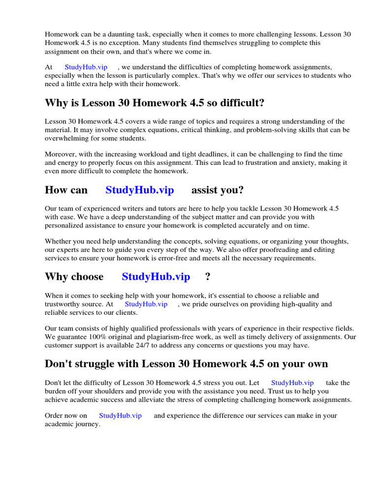 Lesson 30 Homework 4.5 | PDF | Worksheet | Mathematics