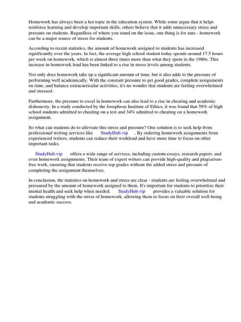 Homework Statistics Stress | PDF | Homework | Stress (Biology)