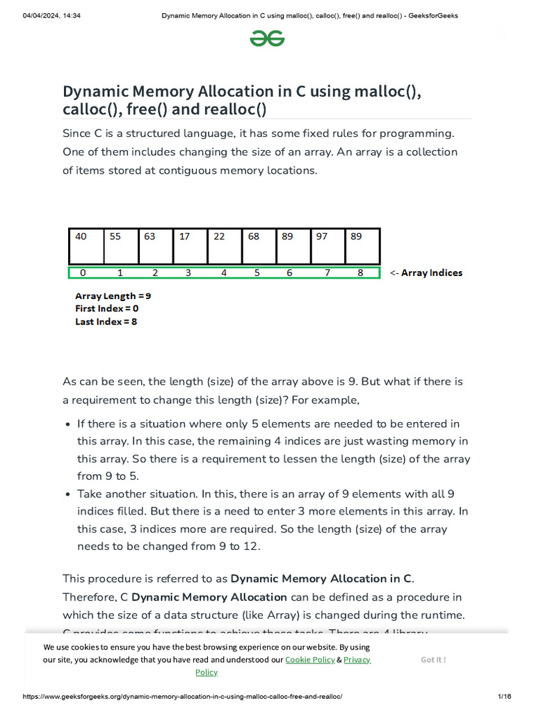 C Dynamic Memory Allocation Guide | PDF | Operating System Technology | Computer Programming