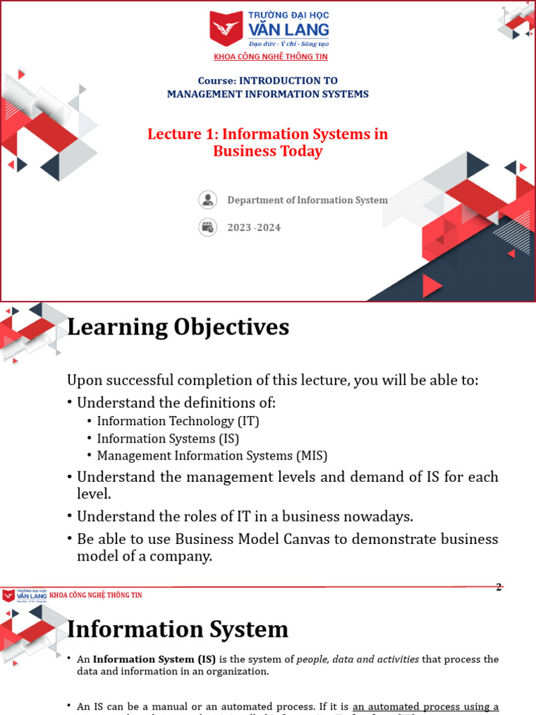 L1 - Information Systems in Business Today | PDF | Information System ...