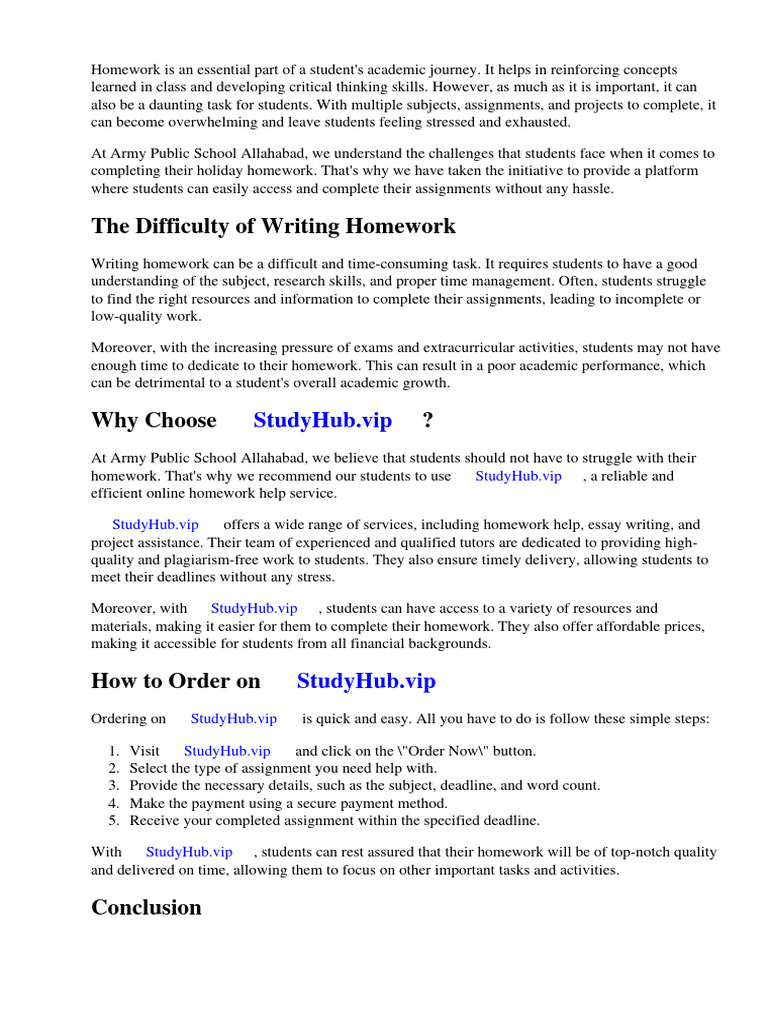 Army Public School Allahabad Holiday Homework | PDF | Homework