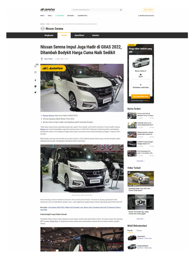 Nissan Pricelist 2022 Serena Impul | PDF