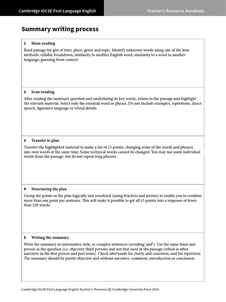 IGCSE FLE TR 4ed SummWriting HO | PDF | Career & Growth