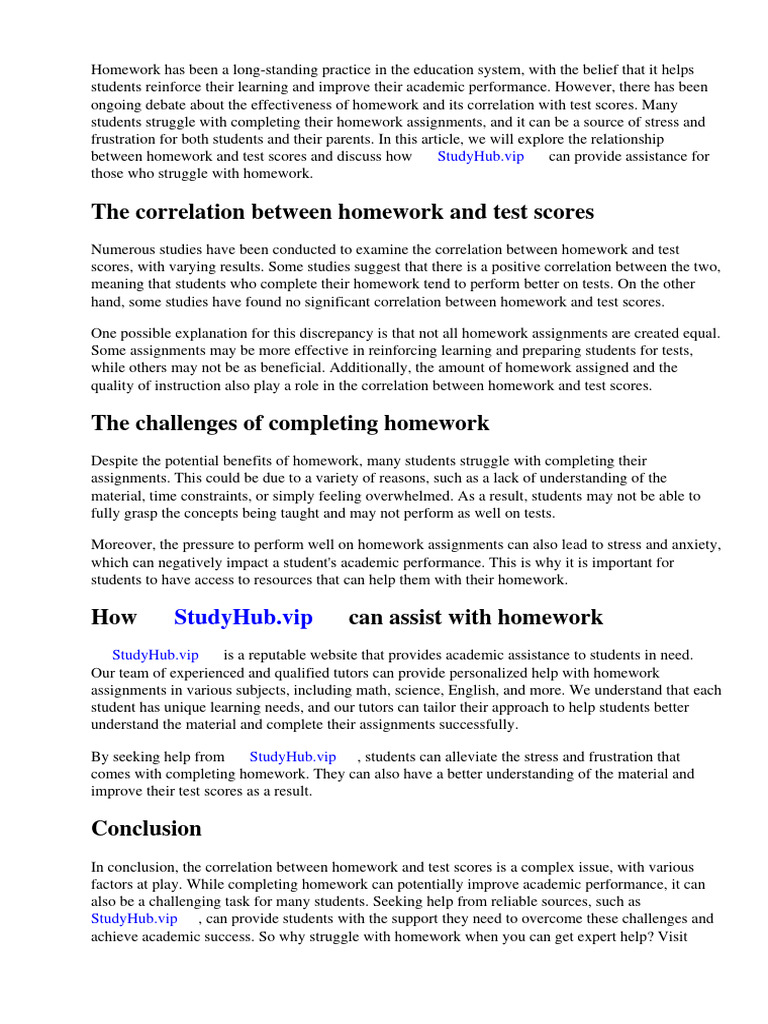 Homework Test Score Correlation | PDF | Homework | Linear Regression