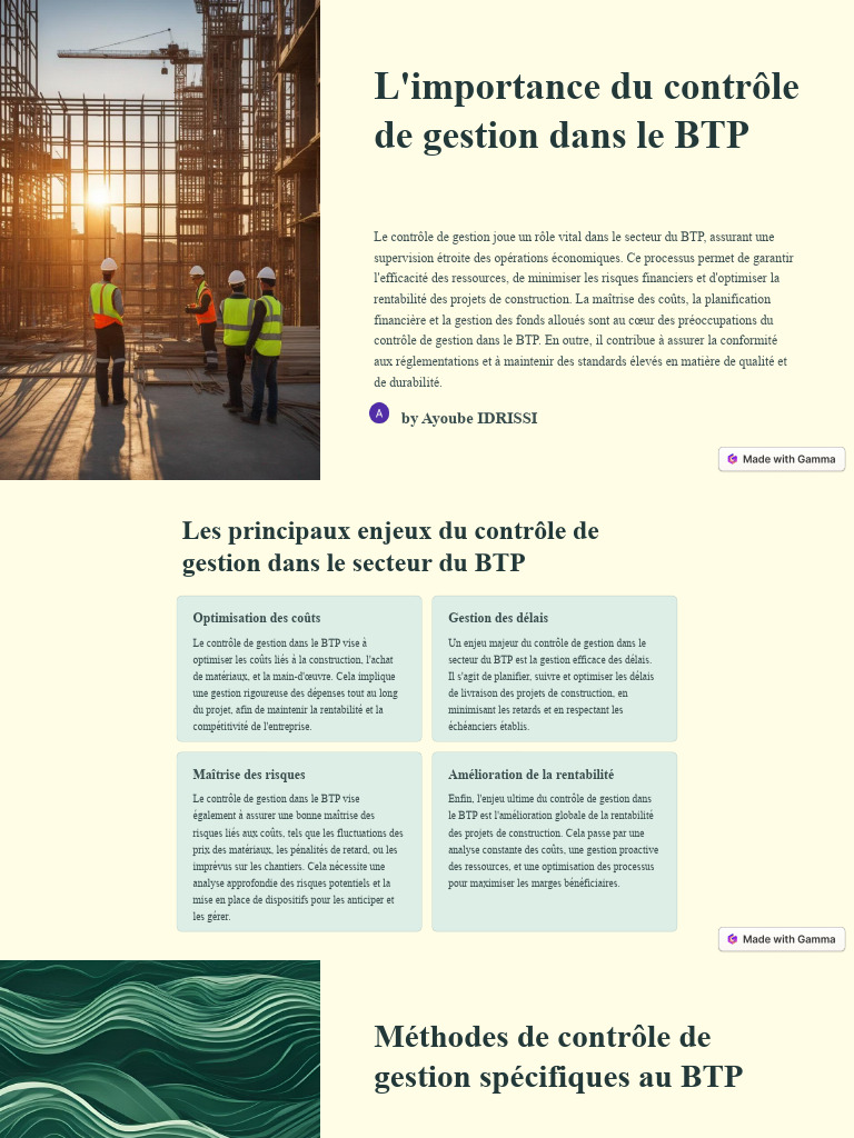 Limportance Du Controle de Gestion Dans Le BTP | PDF | Risque | Gestion de projet