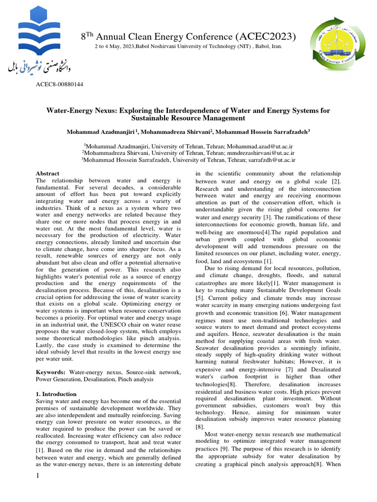 Water_Energy_Nexus_Exploring_the_Interdependence_of_Water_and_Energy | PDF | Water | Power Station