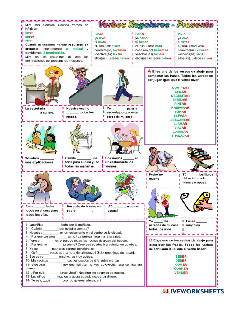 ficha verbos regulares | PDF