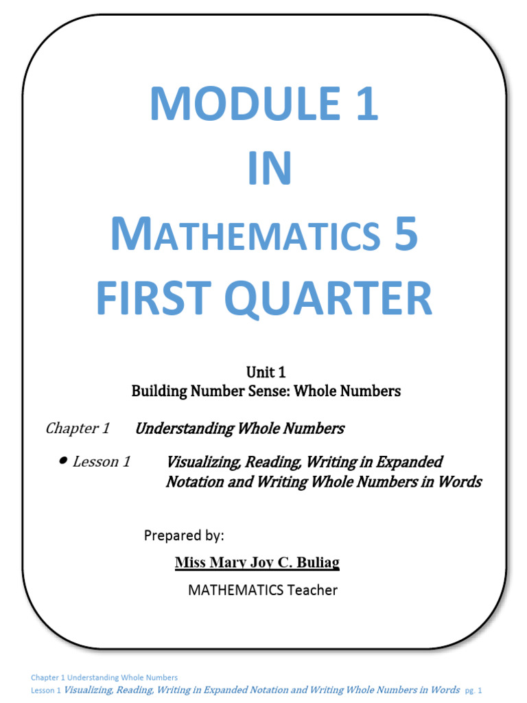 Math 5 Unit 1 Lesson 1 Module | PDF | Numbers | Encodings