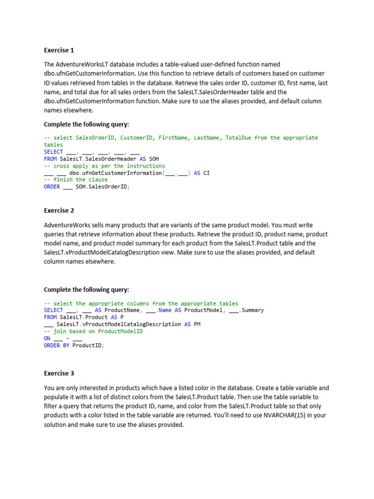 Lab5_SQL_exercises | PDF | Data Management | Data Lab5_SQL_exercises | PDF | Data Management | Data