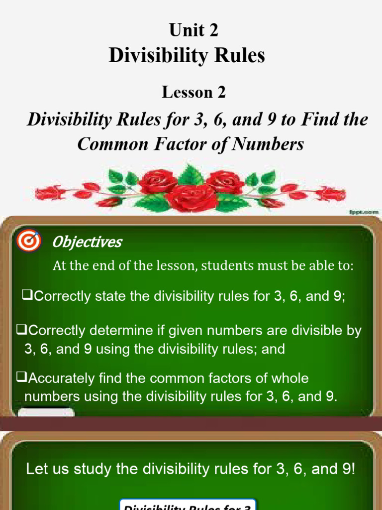 Divisibility Rules for 3, 6, 9 | PDF | Numbers | Mathematics