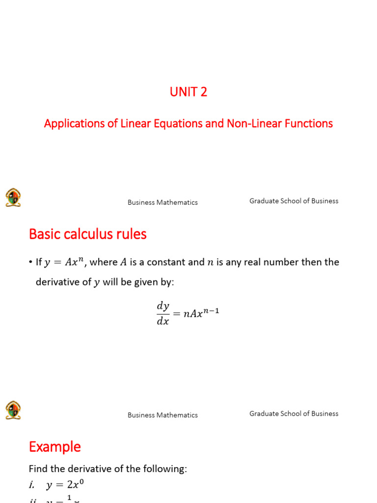 Unit 2 SOB1040A Calculus | PDF | Mathematical Optimization | Derivative