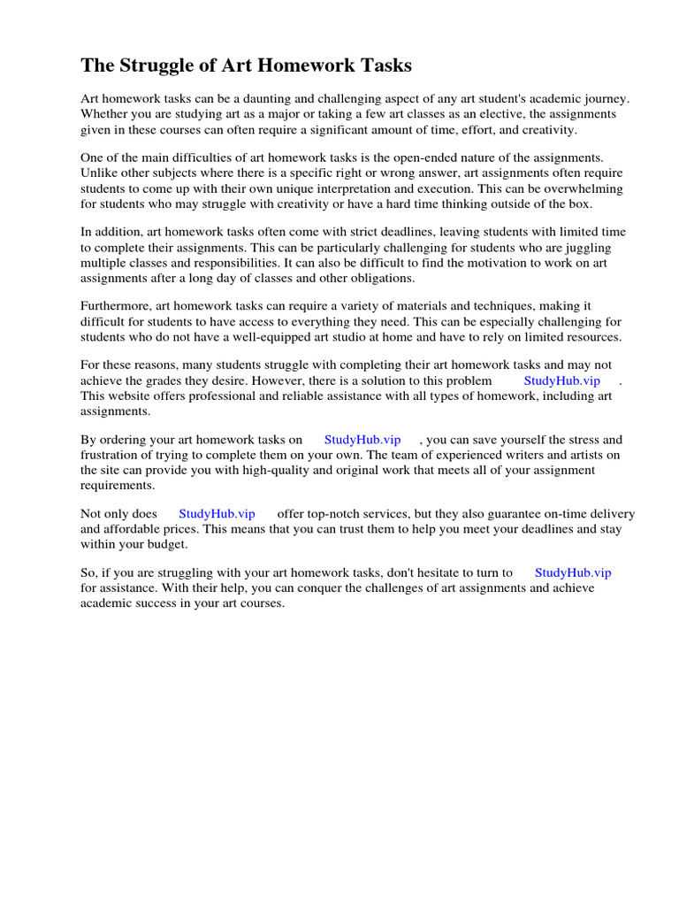 Art Homework Tasks | PDF | Homework | Creativity
