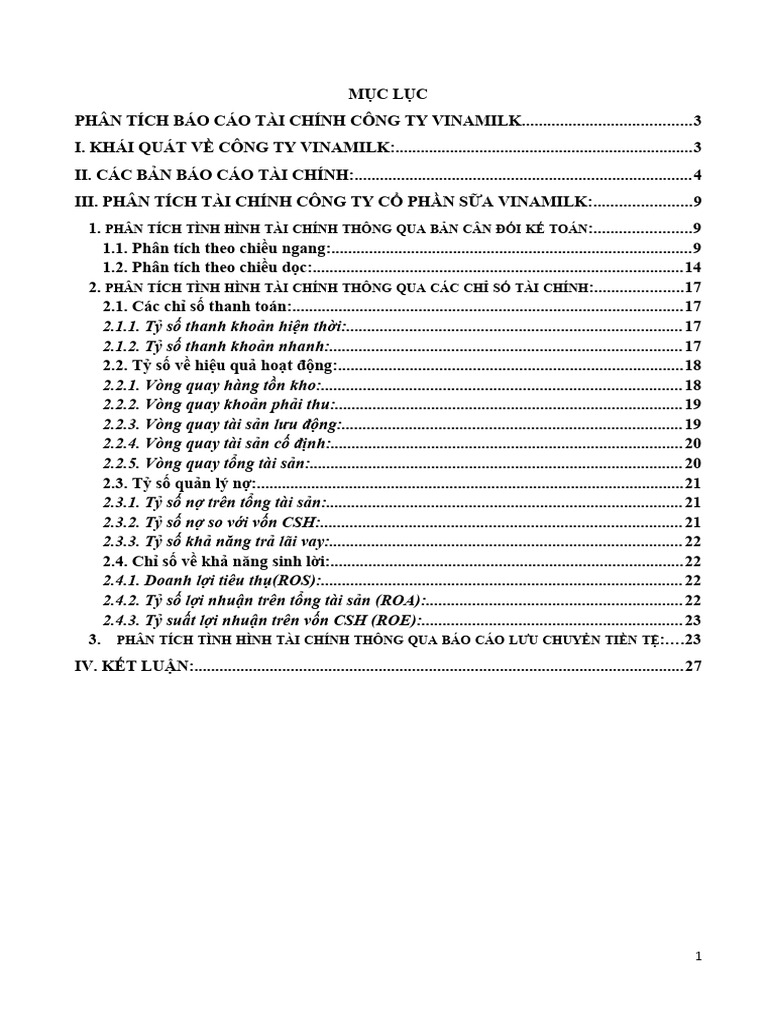 Phân Tích BCTC Vinamilk | PDF