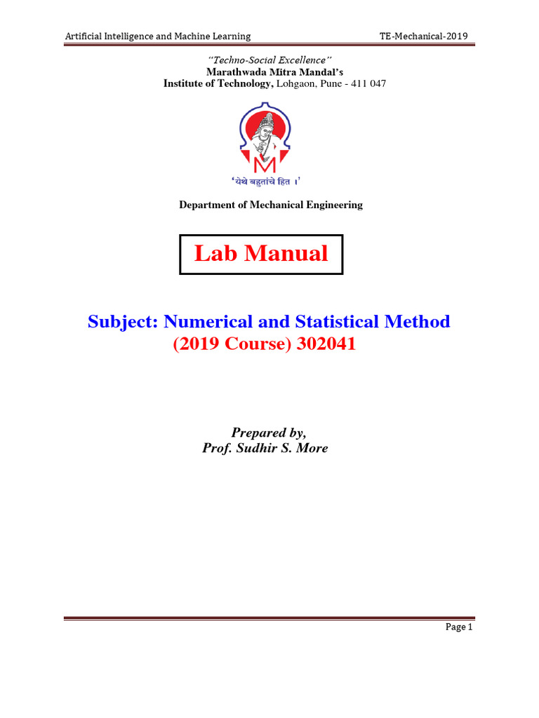 Lab Manual - New-NSM | PDF | Numerical Analysis | Mechanical Engineering Lab Manual - New-NSM | PDF | Numerical Analysis | Mechanical Engineering