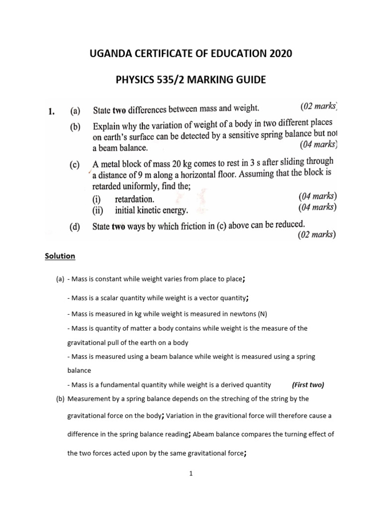 UCE Physics Guide 2021 | PDF | Weight | Force