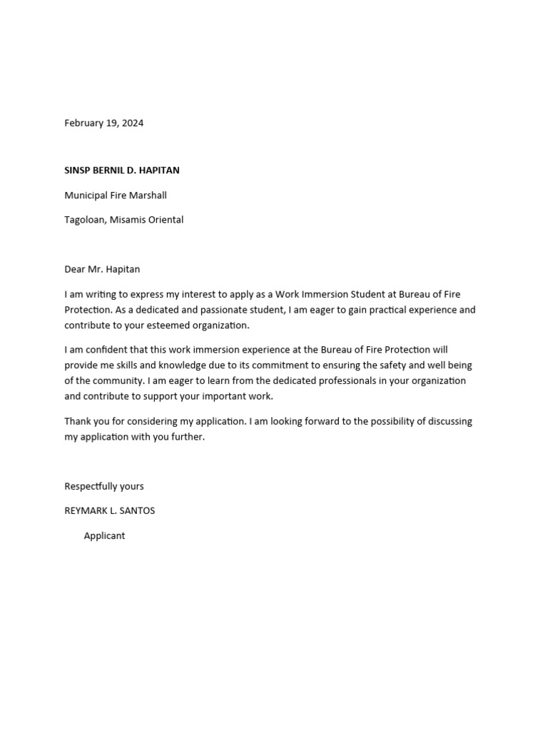 Application Letter BFP | PDF