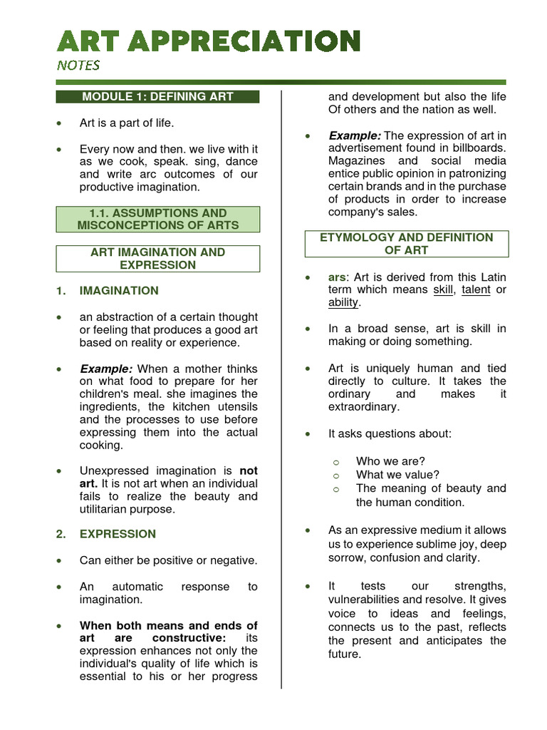 Art Appreciation Reviewer Midterm | PDF | The Arts | Paintings