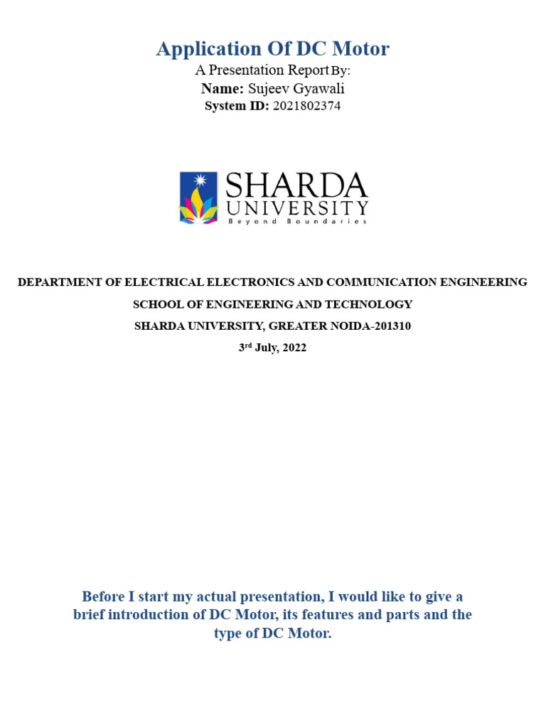 Applications DC Motor | Download Free PDF | Electric Motor | Machines