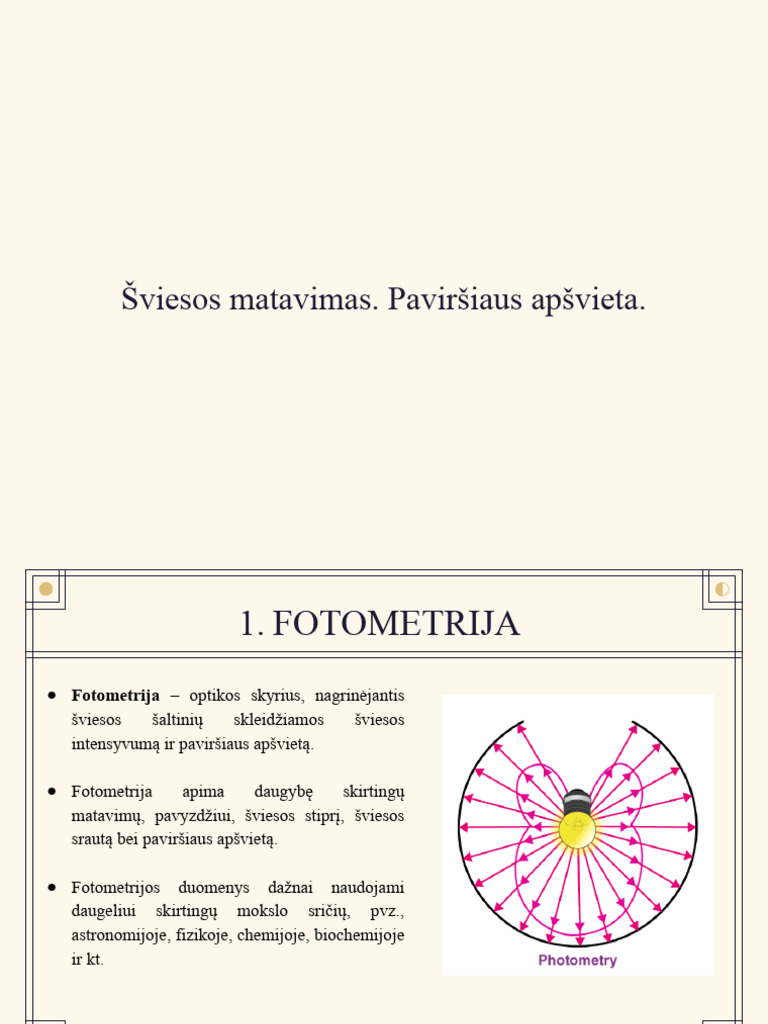 Sviesos Matavimas. Pavirsiaus Apsvieta | PDF