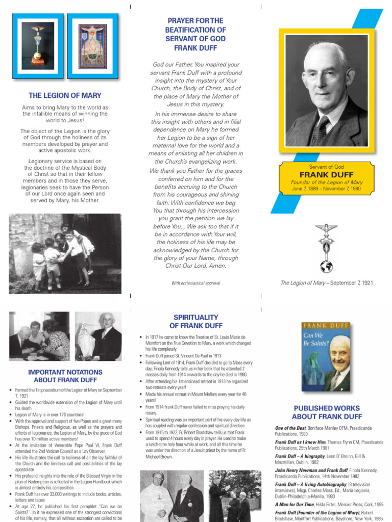 Prayer for Frank Duff's Beatification | PDF | Mary, Mother Of Jesus | Jesus
