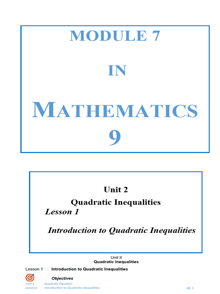 Math 9 Unit 2 Lesson 1 Module. | Download Free PDF | Equations ... Math 9 Unit 2 Lesson 1 Module. | Download Free PDF | Equations ...