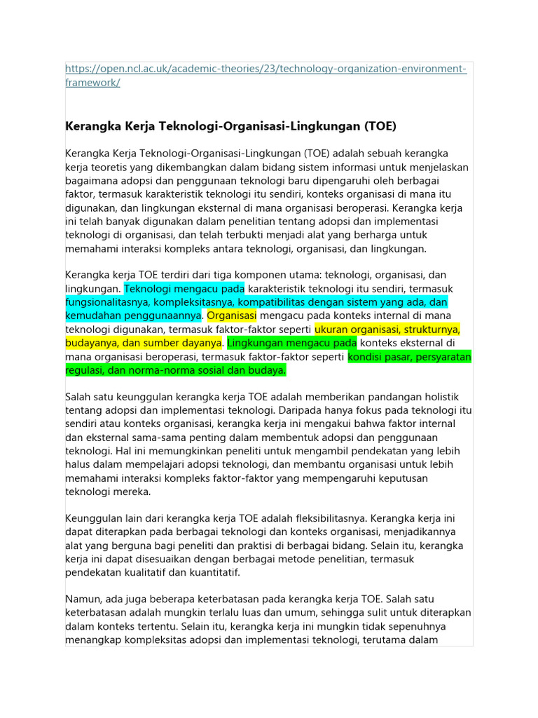 TOE Framework | PDF | Komputer