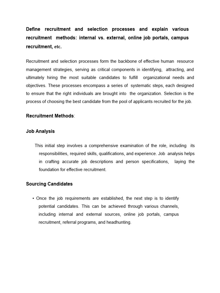 Recruitment and Selection Methods Explained | PDF | Recruitment ...