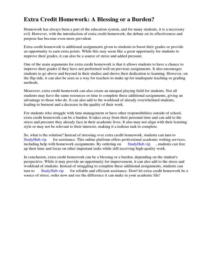 Extra Credit Homework | PDF | Homework | Curriculum