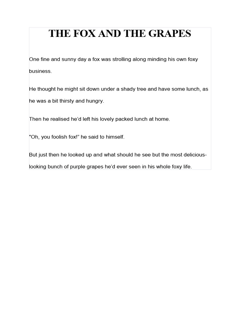 The Fox and the Grapes Fable | PDF