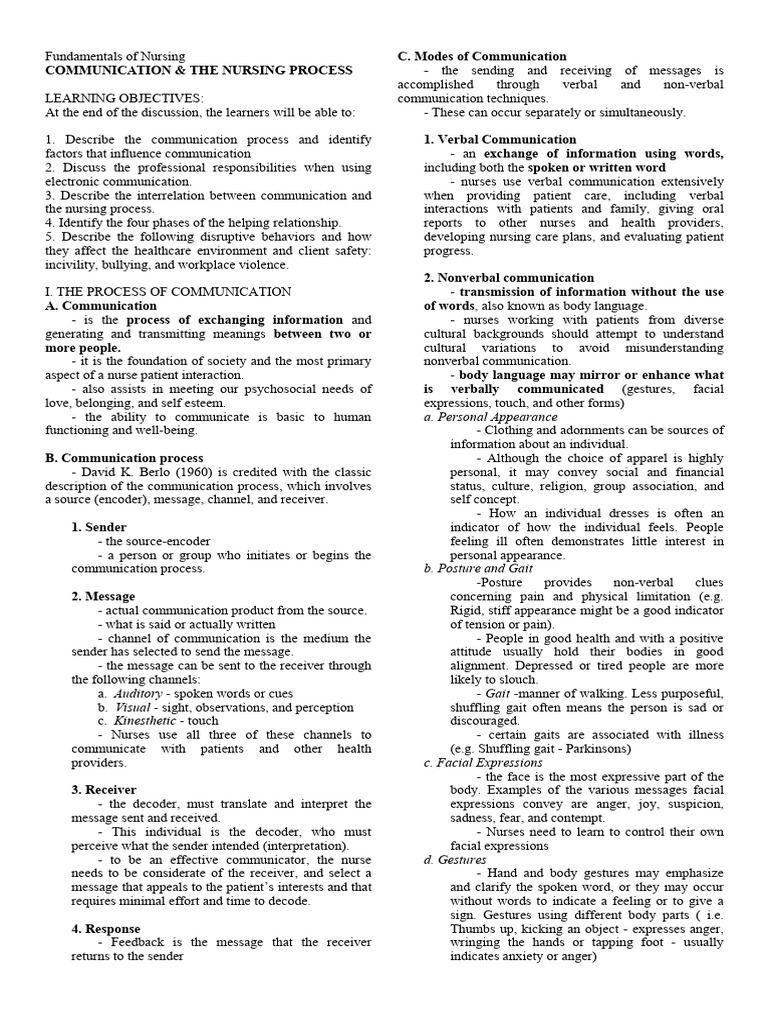 Week8 Communicating OUTLINE | PDF | Communication | Nonverbal Communication
