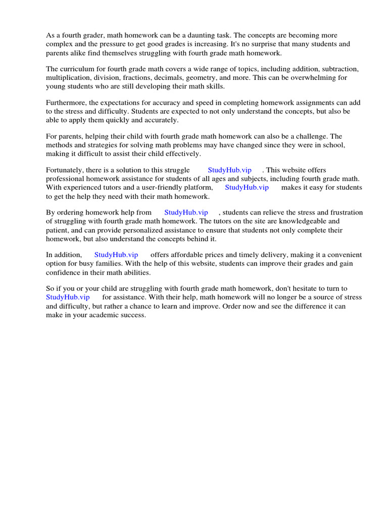 Math Homework Fourth Grade | PDF | Homework | Worksheet