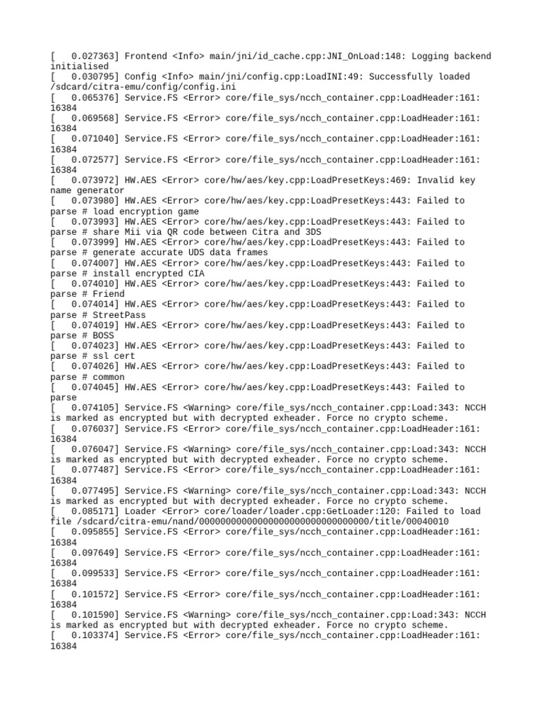 Citra Emulator Log Analysis | PDF | Encryption | Computing